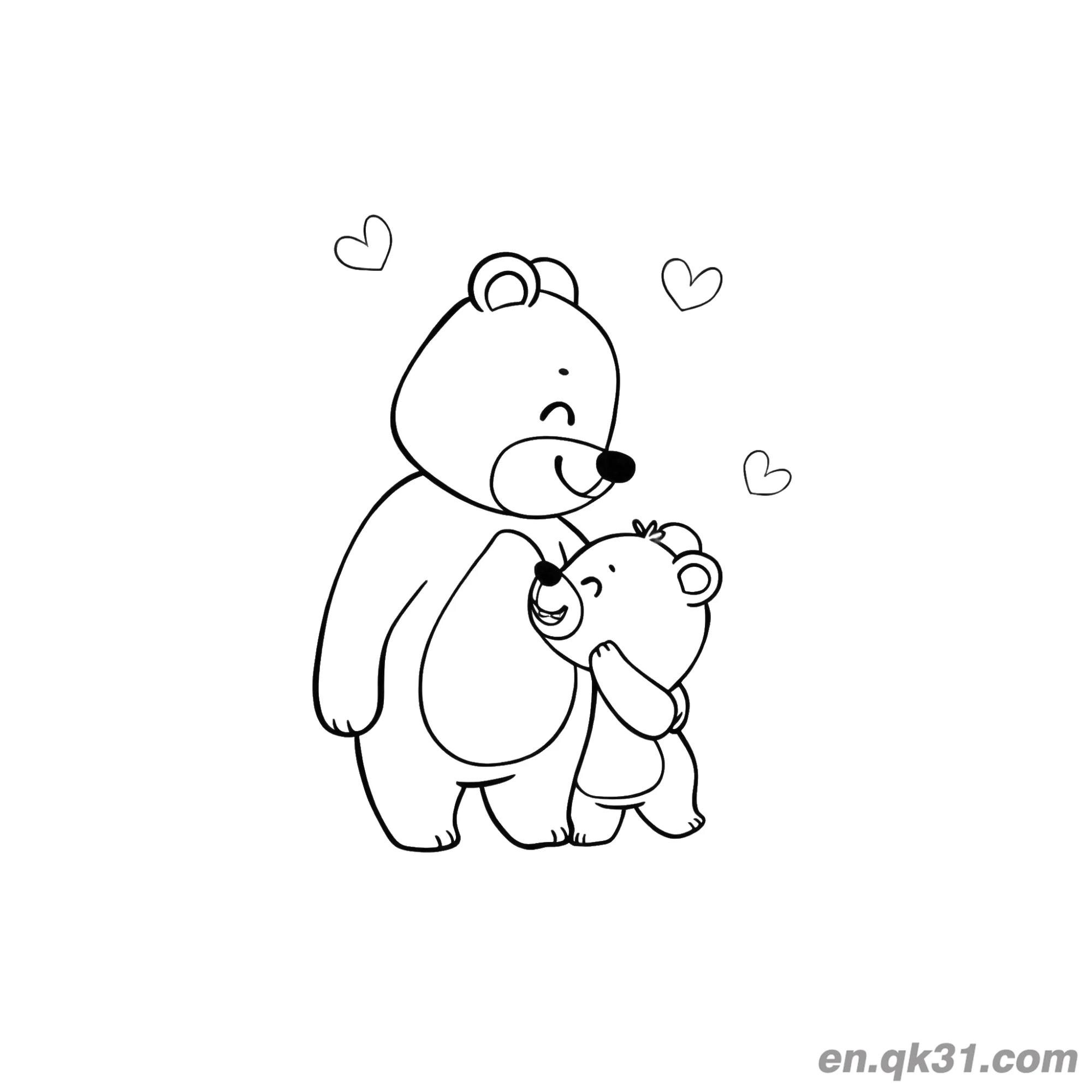 熊,妈妈,宝宝熊|儿童、素描、简笔画、在线免费图片转素描、简笔画、涂鸦、涂颜色画画、着色画、拼音、字帖、可打印A4涂色图 | 飞鸭工具