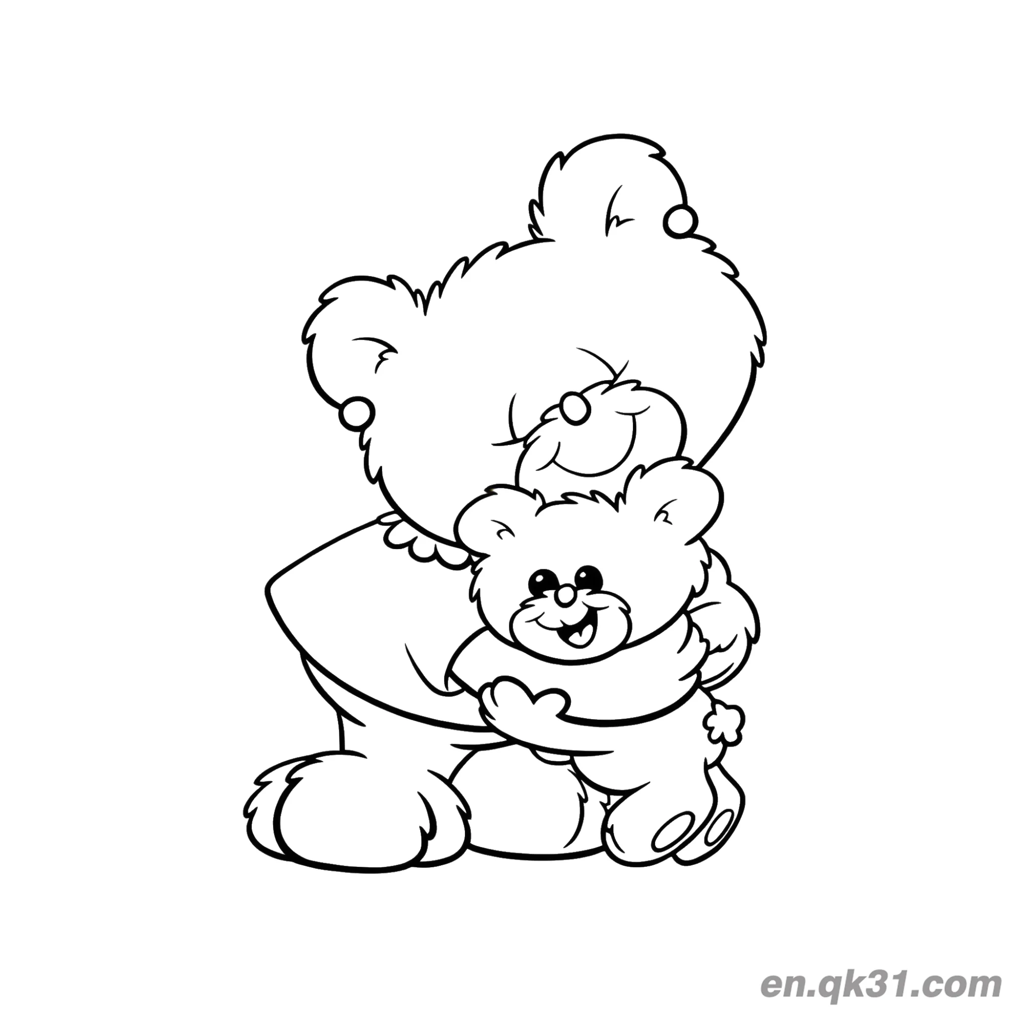 熊,可爱,拥抱,动物|儿童、素描、简笔画、在线免费图片转素描、简笔画、涂鸦、涂颜色画画、着色画、拼音、字帖、可打印A4涂色图 | 飞鸭工具