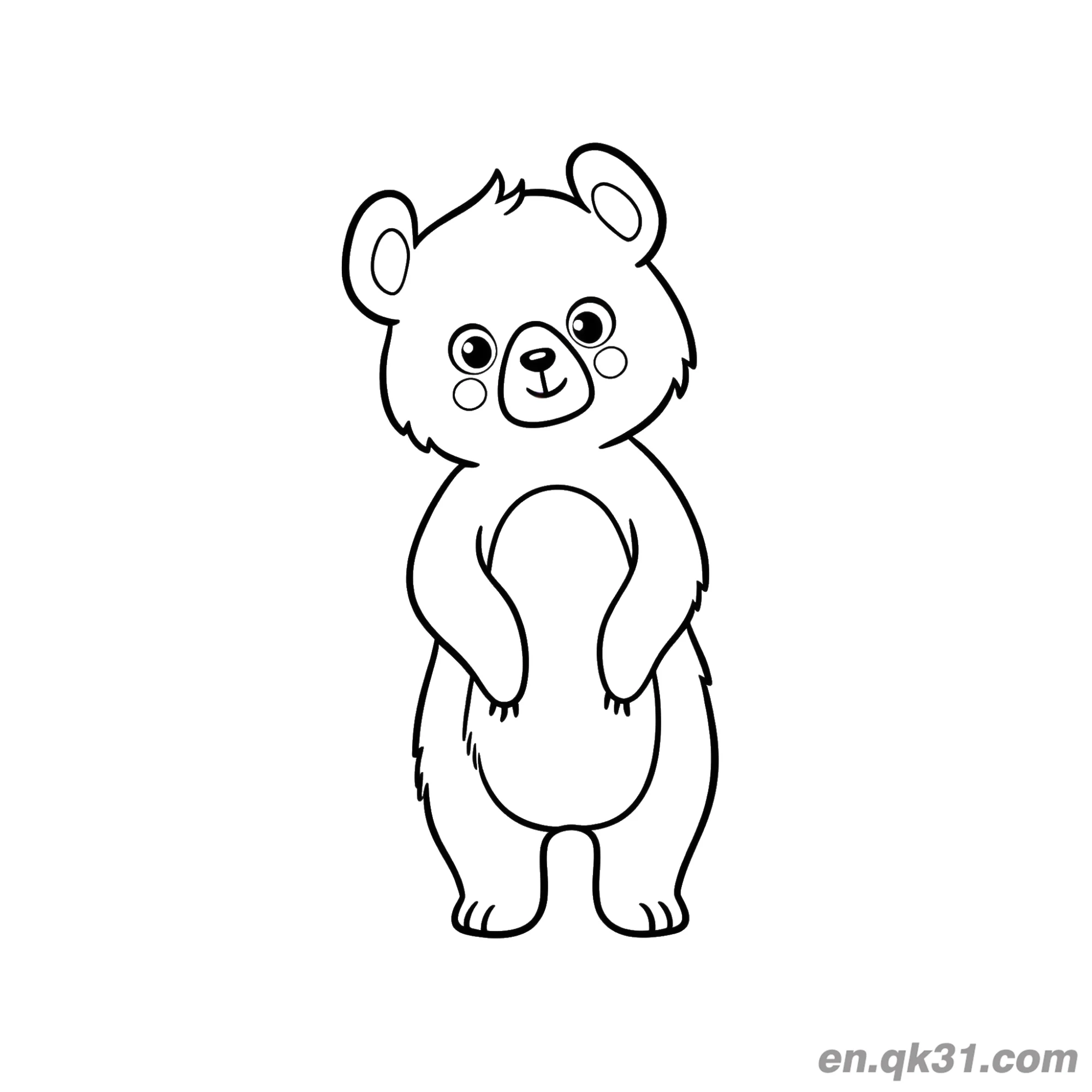 熊,宝宝,可爱,害羞|儿童、素描、简笔画、在线免费图片转素描、简笔画、涂鸦、涂颜色画画、着色画、拼音、字帖、可打印A4涂色图 | 飞鸭工具