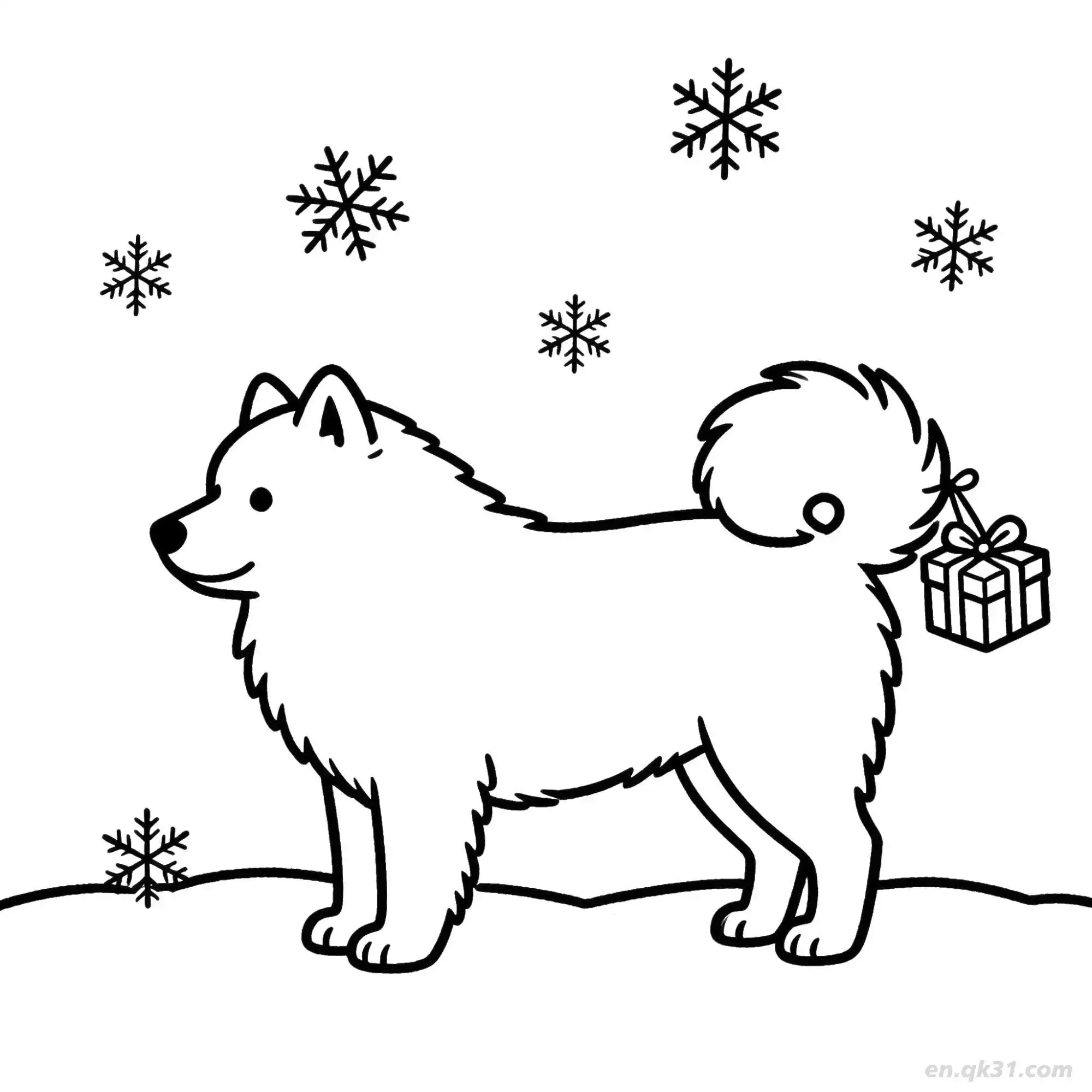 圣诞狗,狗|儿童、素描、简笔画、在线免费图片转素描、简笔画、涂鸦、涂颜色画画、着色画、拼音、字帖、可打印A4涂色图 | 飞鸭工具