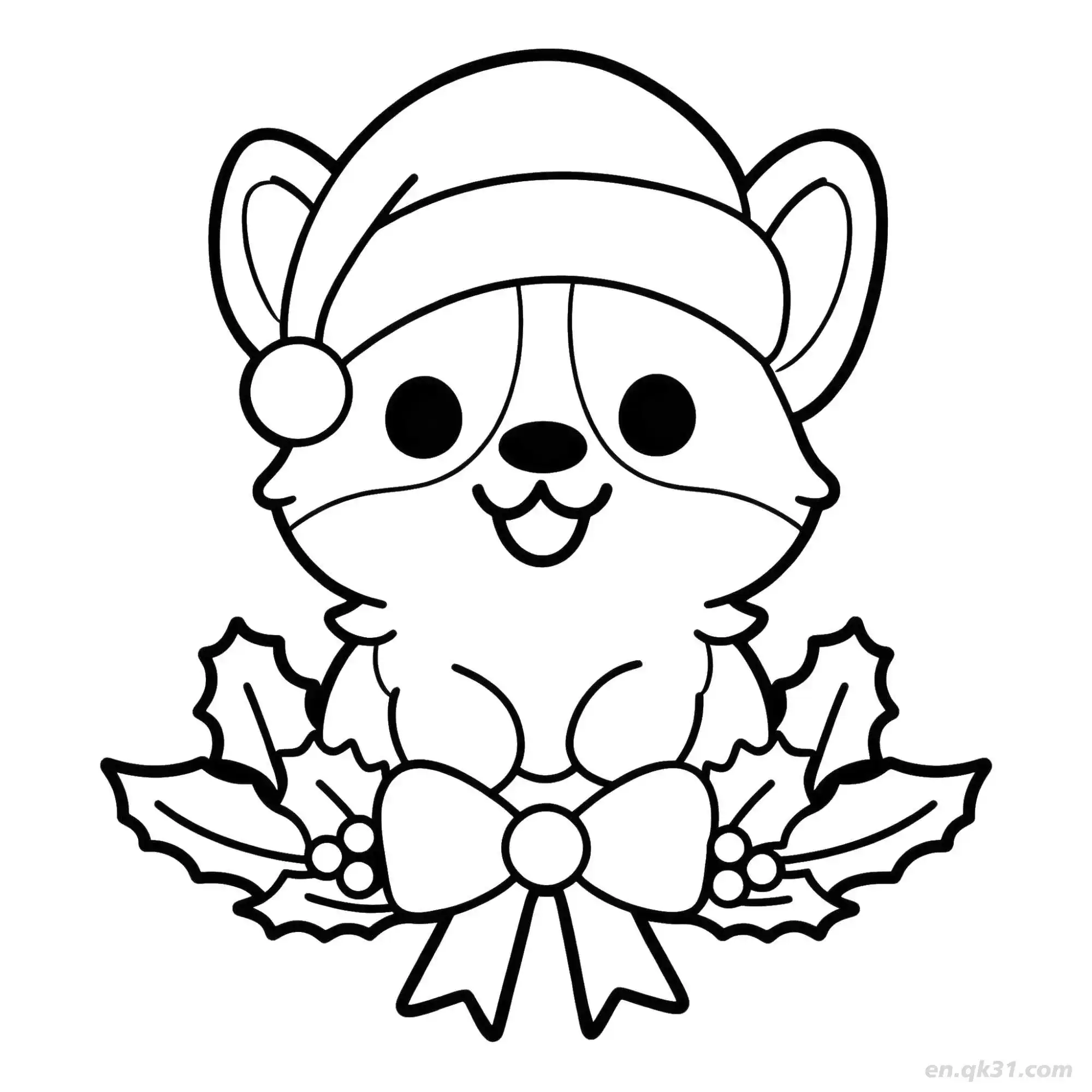 圣诞狗,狗|儿童、素描、简笔画、在线免费图片转素描、简笔画、涂鸦、涂颜色画画、着色画、拼音、字帖、可打印A4涂色图 | 飞鸭工具