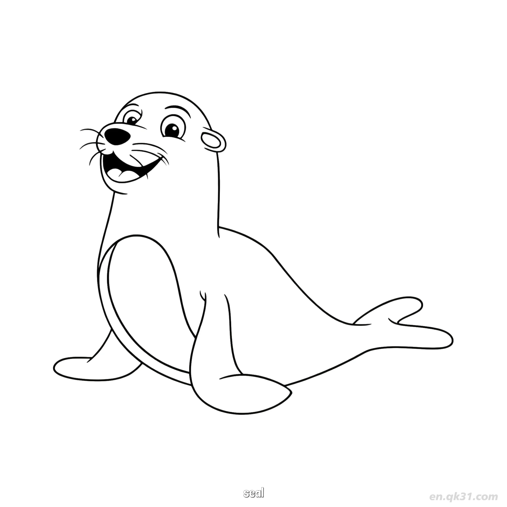 海豹,顽皮,海洋,动物|儿童、素描、简笔画、在线免费图片转素描、简笔画、涂鸦、涂颜色画画、着色画、拼音、字帖、可打印A4涂色图 | 飞鸭工具