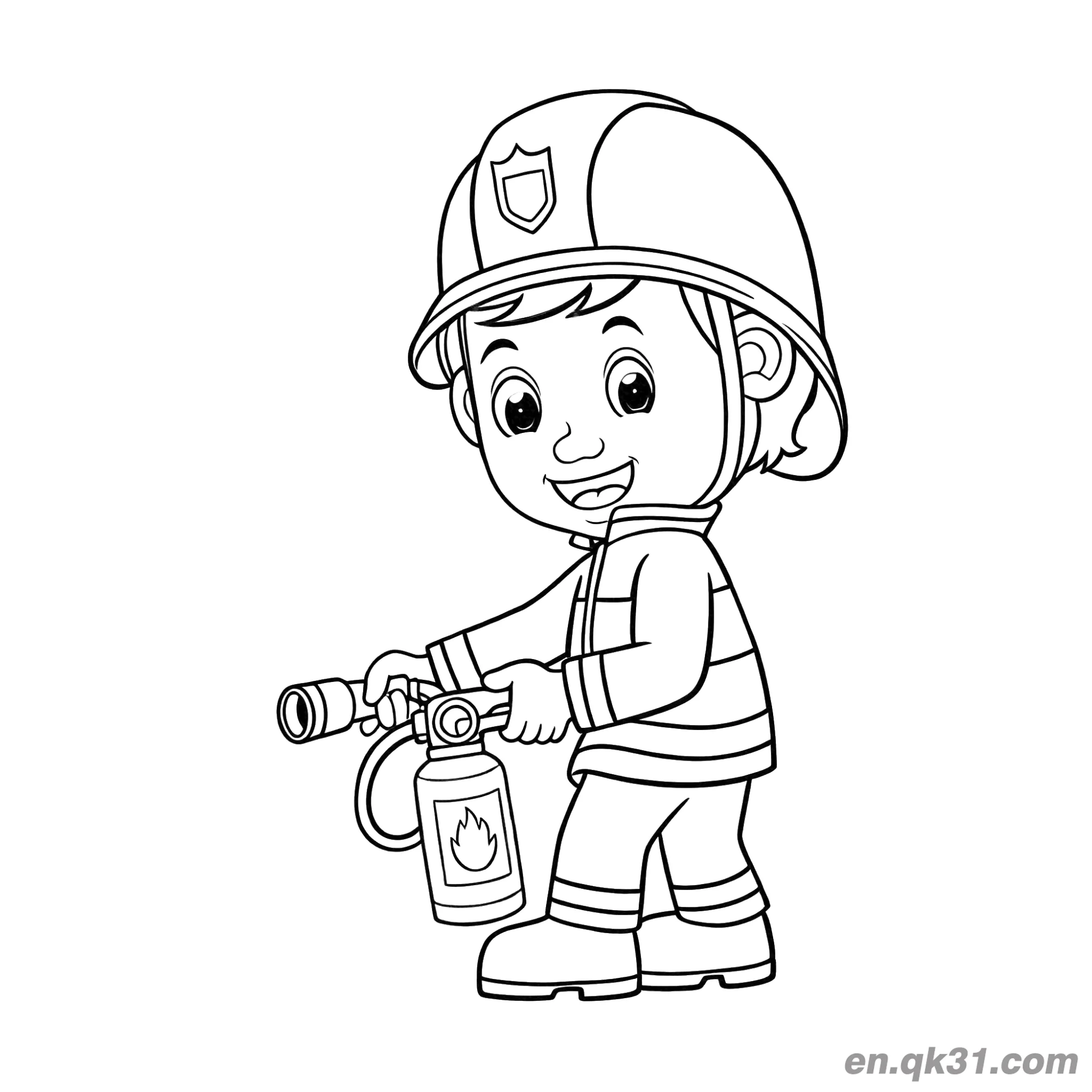 消防员,消防车,消防站|儿童、素描、简笔画、在线免费图片转素描、简笔画、涂鸦、涂颜色画画、着色画、拼音、字帖、可打印A4涂色图 | 飞鸭工具