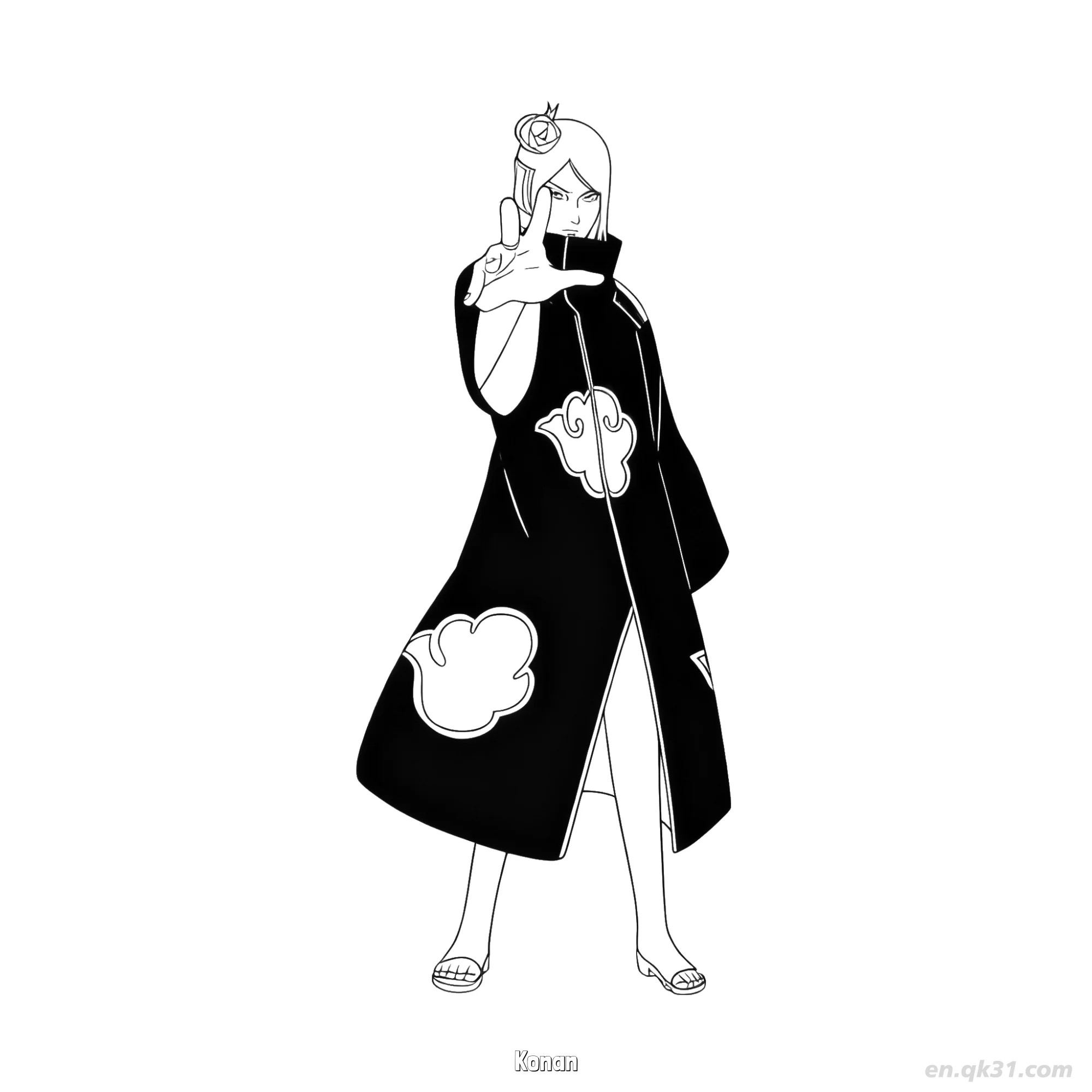 Konan Paper Jutsu Outstretched Hand Naruto Coloring Page 儿童、素描、简笔画 | 飞鸭