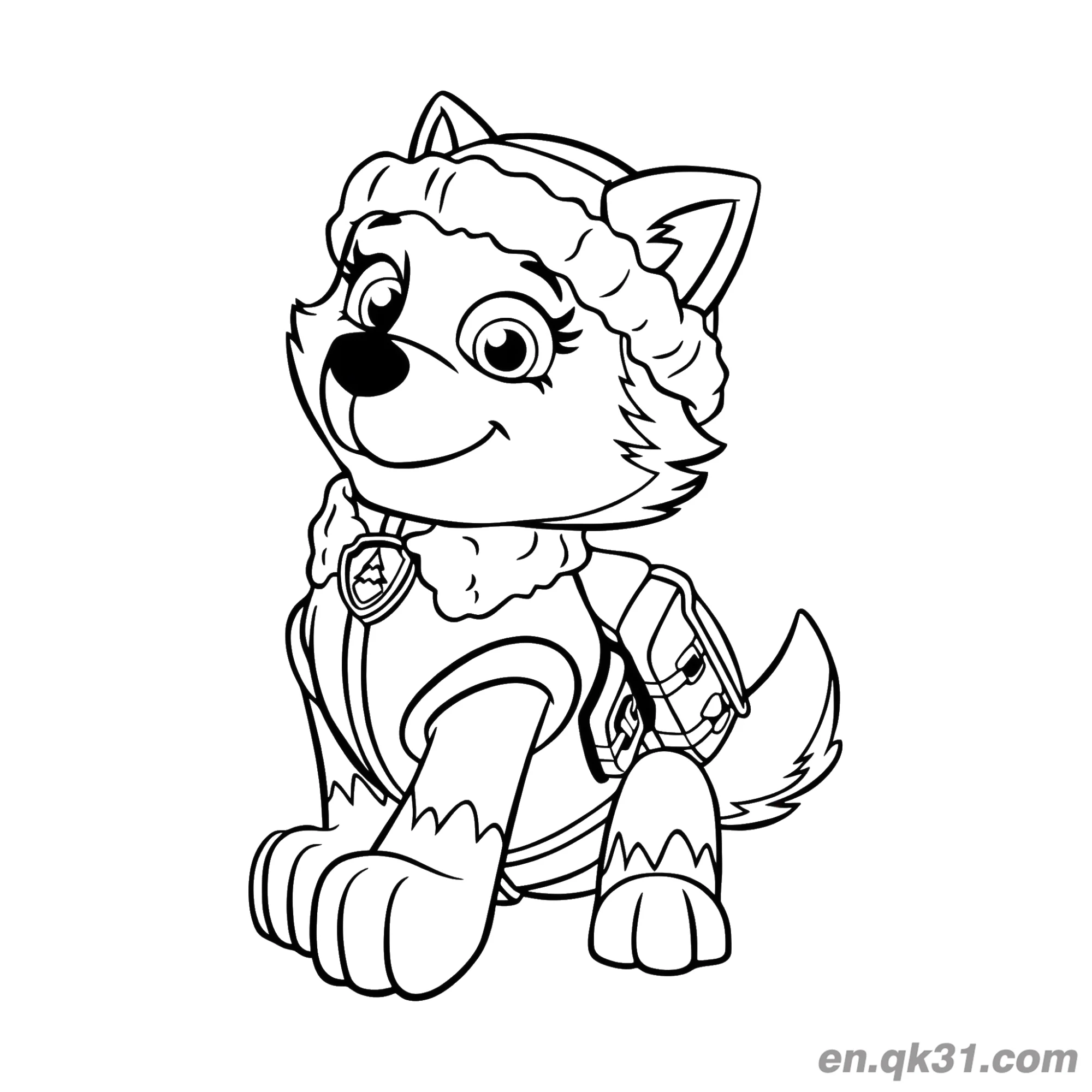 汪汪队立大功,珠珠,雪地|儿童、素描、简笔画、在线免费图片转素描、简笔画、涂鸦、涂颜色画画、着色画、拼音、字帖、可打印A4涂色图 | 飞鸭工具