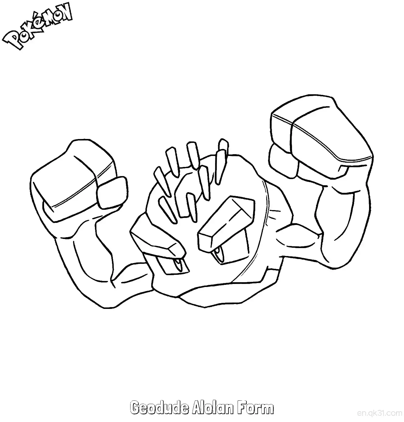 Geodude Alolan Form Coloring Page - Free Printable Pokemon Coloring ...
