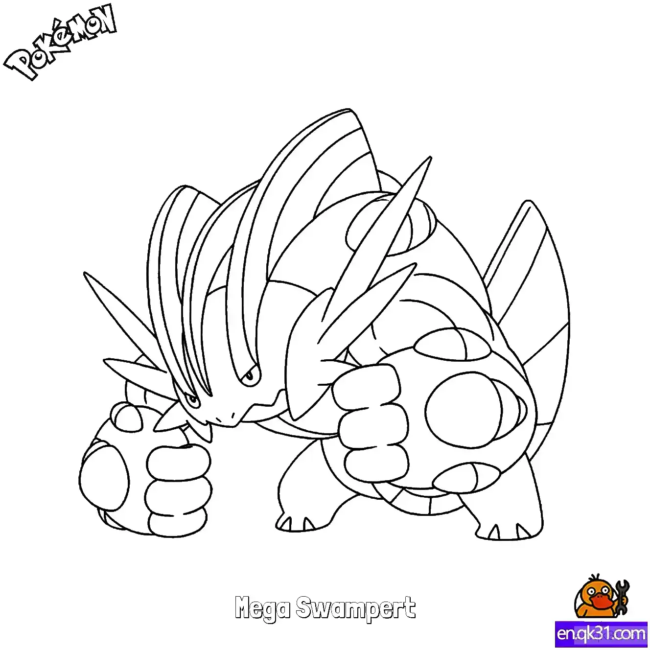 Mega Swampert Coloring Page - Free Printable Pokemon Coloring Sheets ...