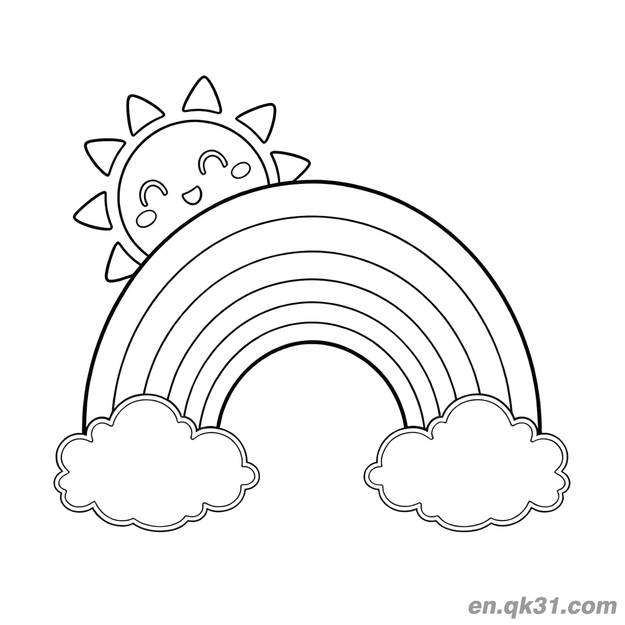 彩虹|儿童、素描、简笔画、在线免费图片转素描、简笔画、涂鸦、涂颜色画画、着色画、拼音、字帖、可打印A4涂色图 | 飞鸭工具