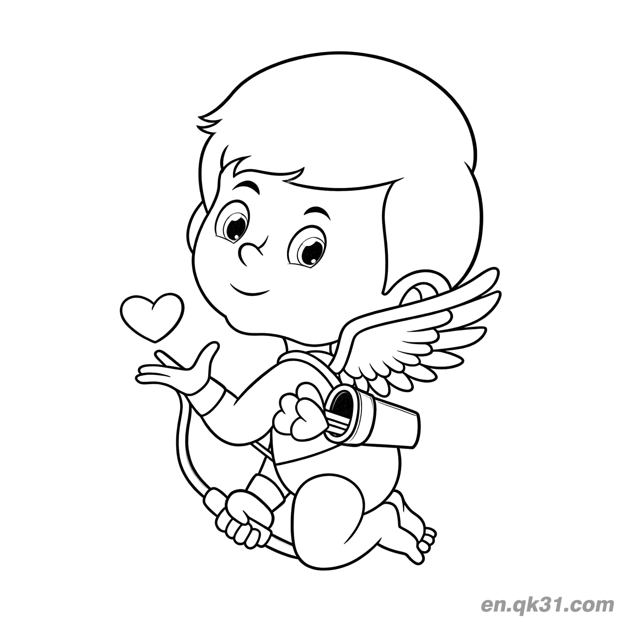 情人节,丘比特,男孩,爱情|儿童、素描、简笔画、在线免费图片转素描、简笔画、涂鸦、涂颜色画画、着色画、拼音、字帖、可打印A4涂色图 | 飞鸭工具