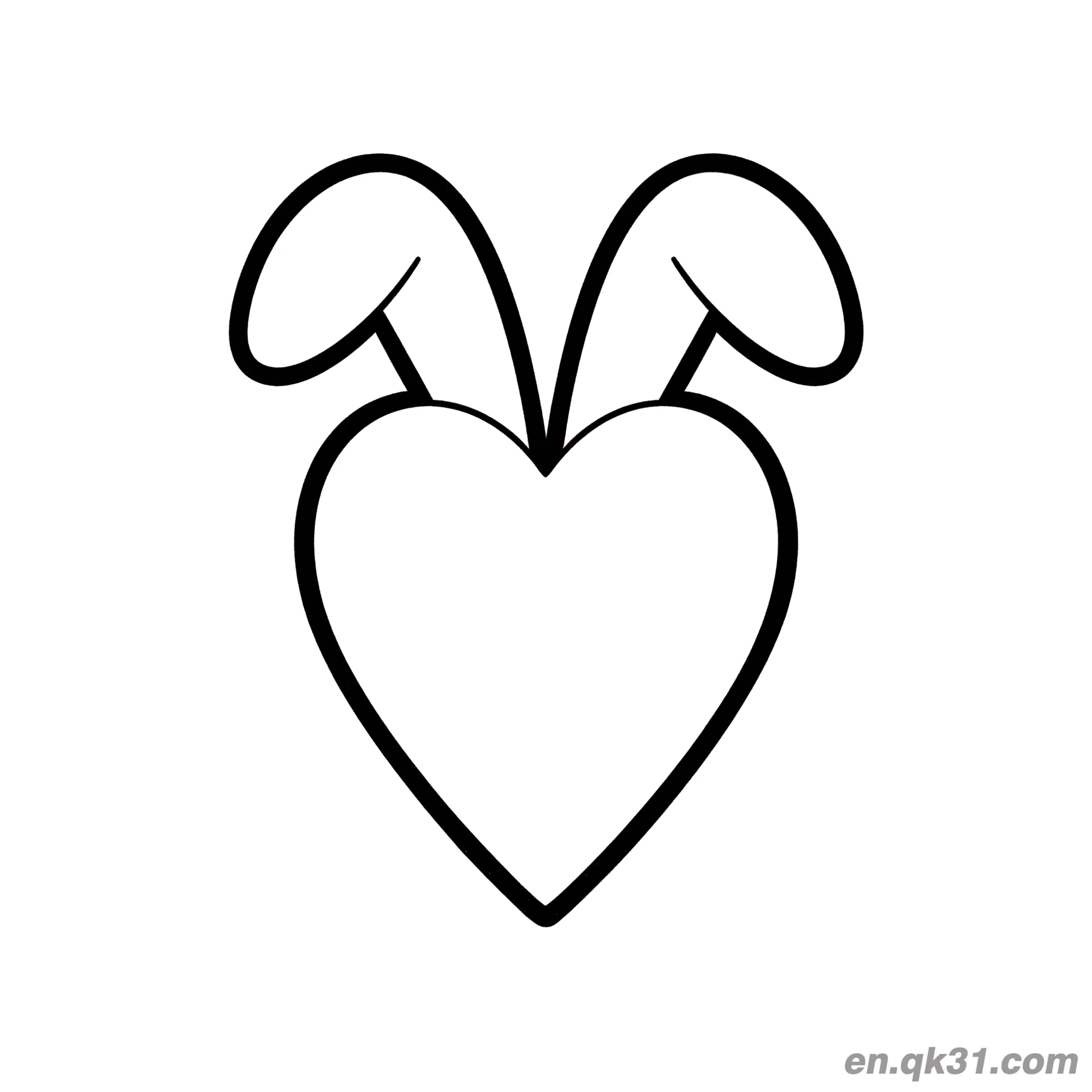 情人节,爱心,兔子,可爱|儿童、素描、简笔画、在线免费图片转素描、简笔画、涂鸦、涂颜色画画、着色画、拼音、字帖、可打印A4涂色图 | 飞鸭工具