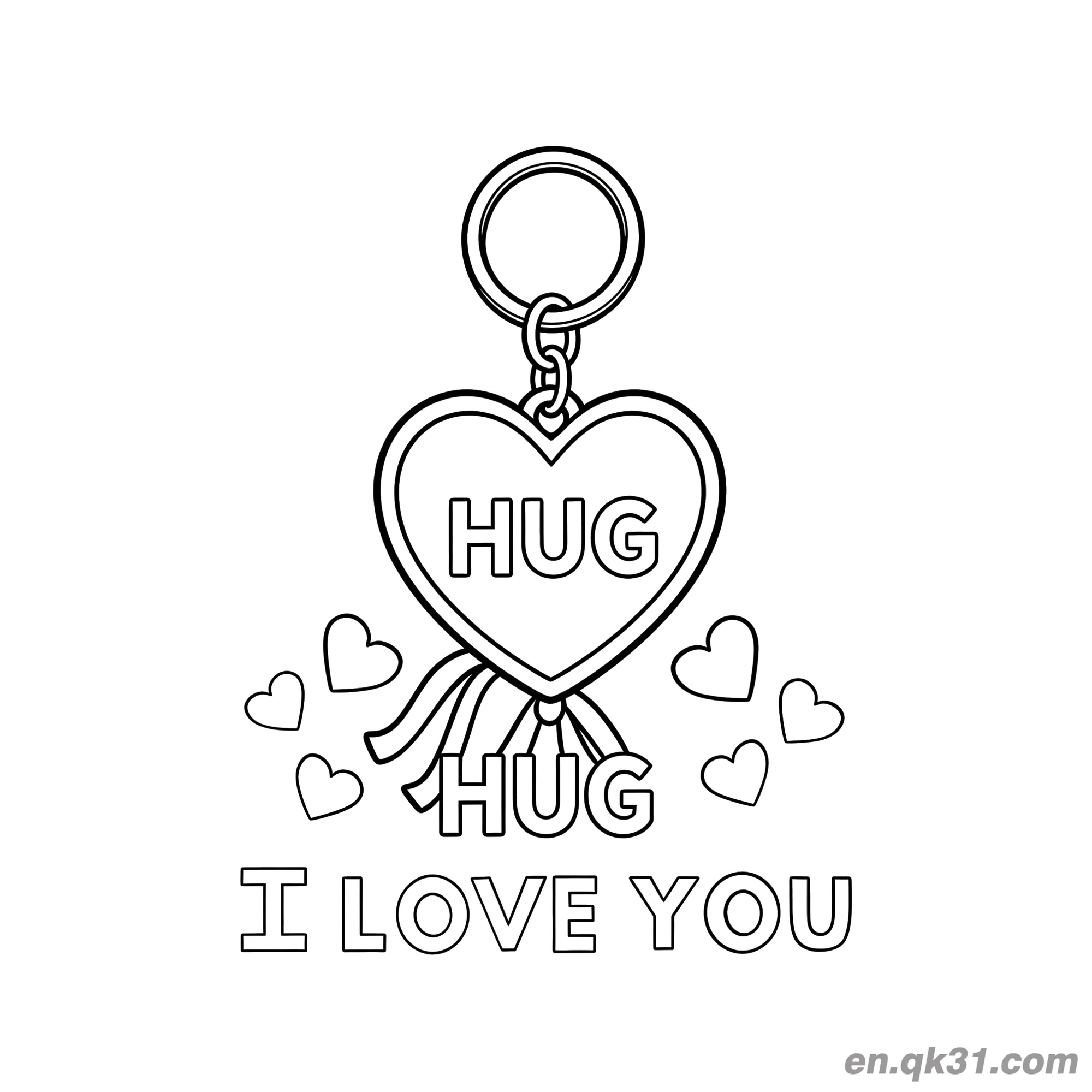 情人节,爱心,拥抱,爱情|儿童、素描、简笔画、在线免费图片转素描、简笔画、涂鸦、涂颜色画画、着色画、拼音、字帖、可打印A4涂色图 | 飞鸭工具