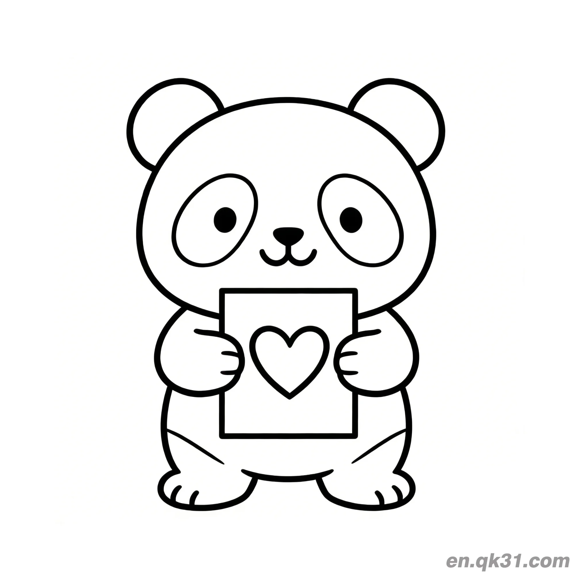 情人节,熊猫,爱心,可爱|儿童、素描、简笔画、在线免费图片转素描、简笔画、涂鸦、涂颜色画画、着色画、拼音、字帖、可打印A4涂色图 | 飞鸭工具