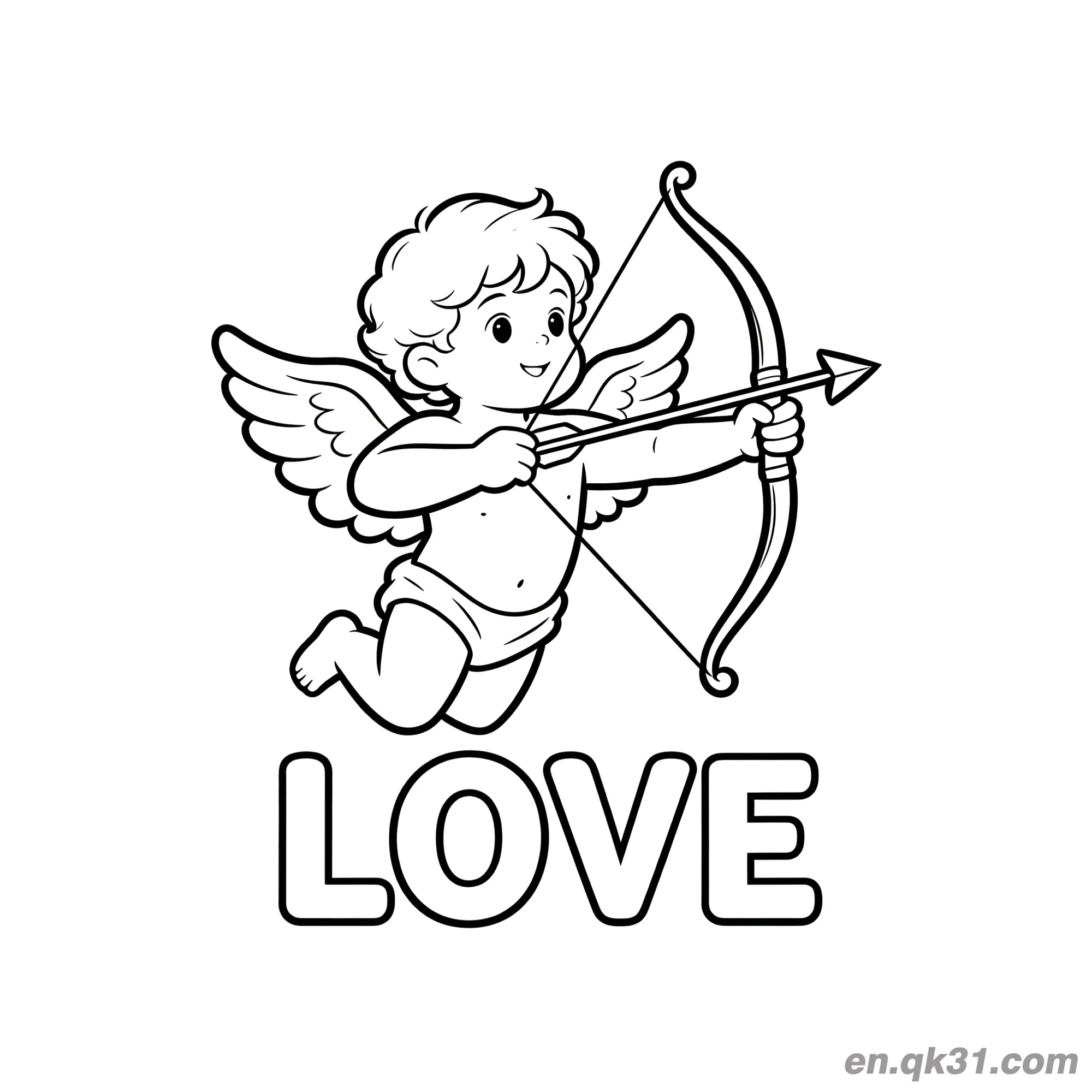 情人节,丘比特,爱情,天使|儿童、素描、简笔画、在线免费图片转素描、简笔画、涂鸦、涂颜色画画、着色画、拼音、字帖、可打印A4涂色图 | 飞鸭工具