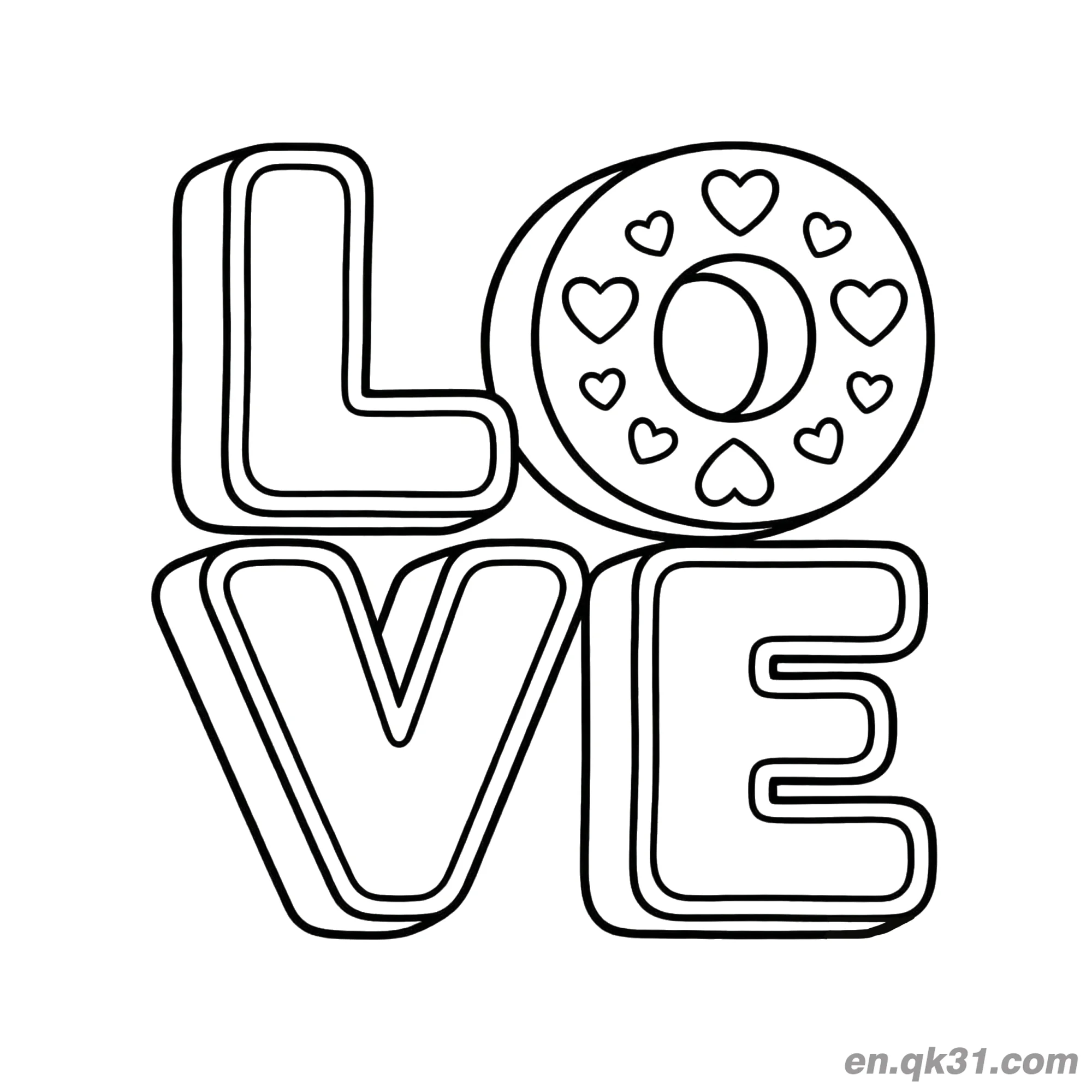 情人节,爱情,文字,爱心|儿童、素描、简笔画、在线免费图片转素描、简笔画、涂鸦、涂颜色画画、着色画、拼音、字帖、可打印A4涂色图 | 飞鸭工具
