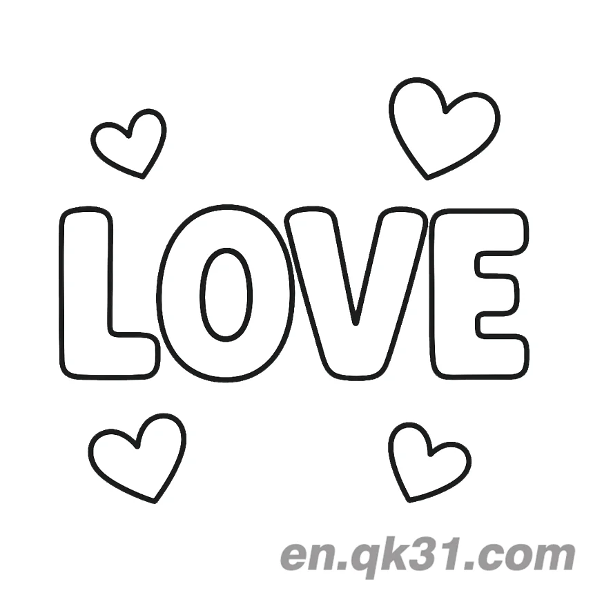 情人节,爱情,文字艺术,爱心|儿童、素描、简笔画、在线免费图片转素描、简笔画、涂鸦、涂颜色画画、着色画、拼音、字帖、可打印A4涂色图 | 飞鸭工具
