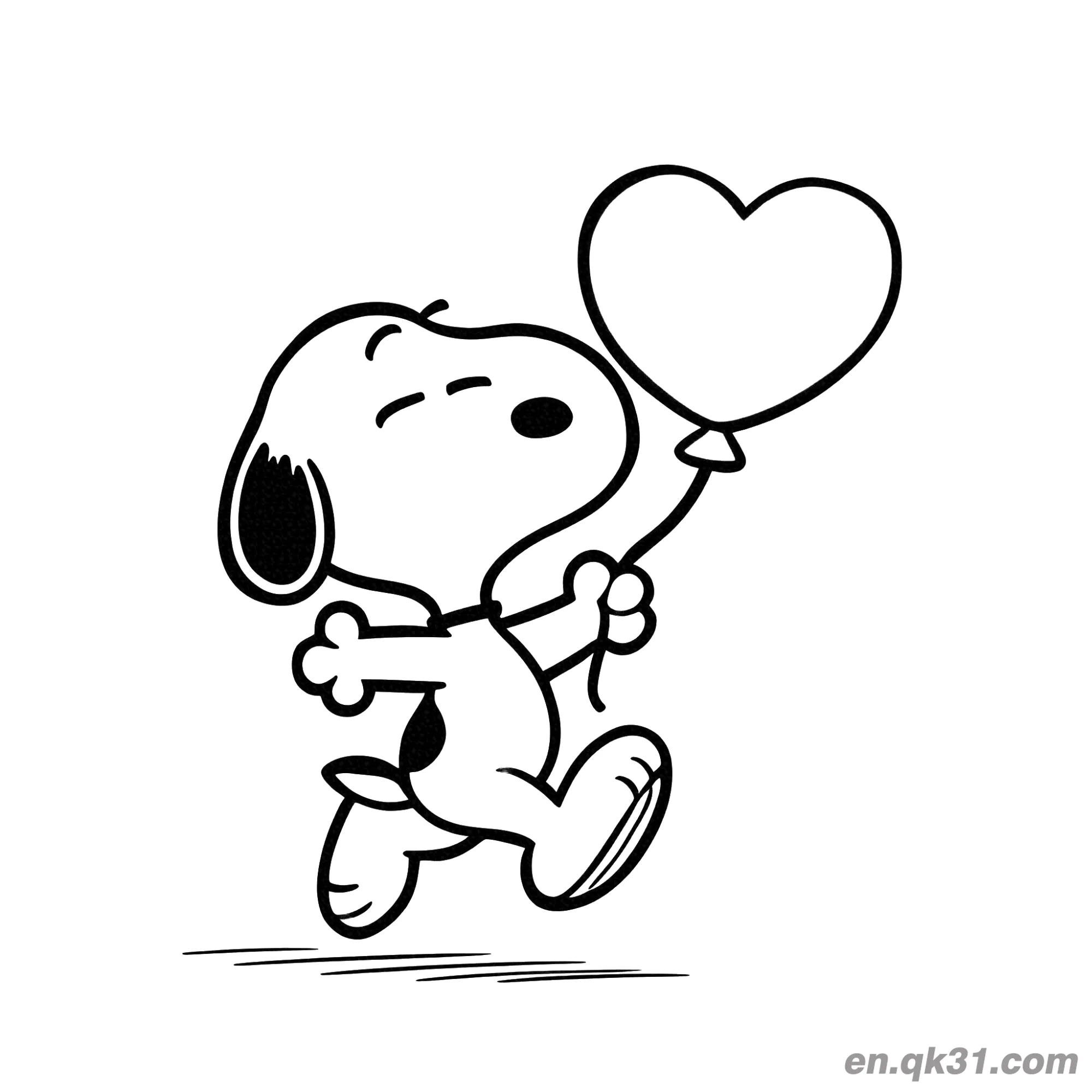 情人节,小狗,爱心,气球|儿童、素描、简笔画、在线免费图片转素描、简笔画、涂鸦、涂颜色画画、着色画、拼音、字帖、可打印A4涂色图 | 飞鸭工具
