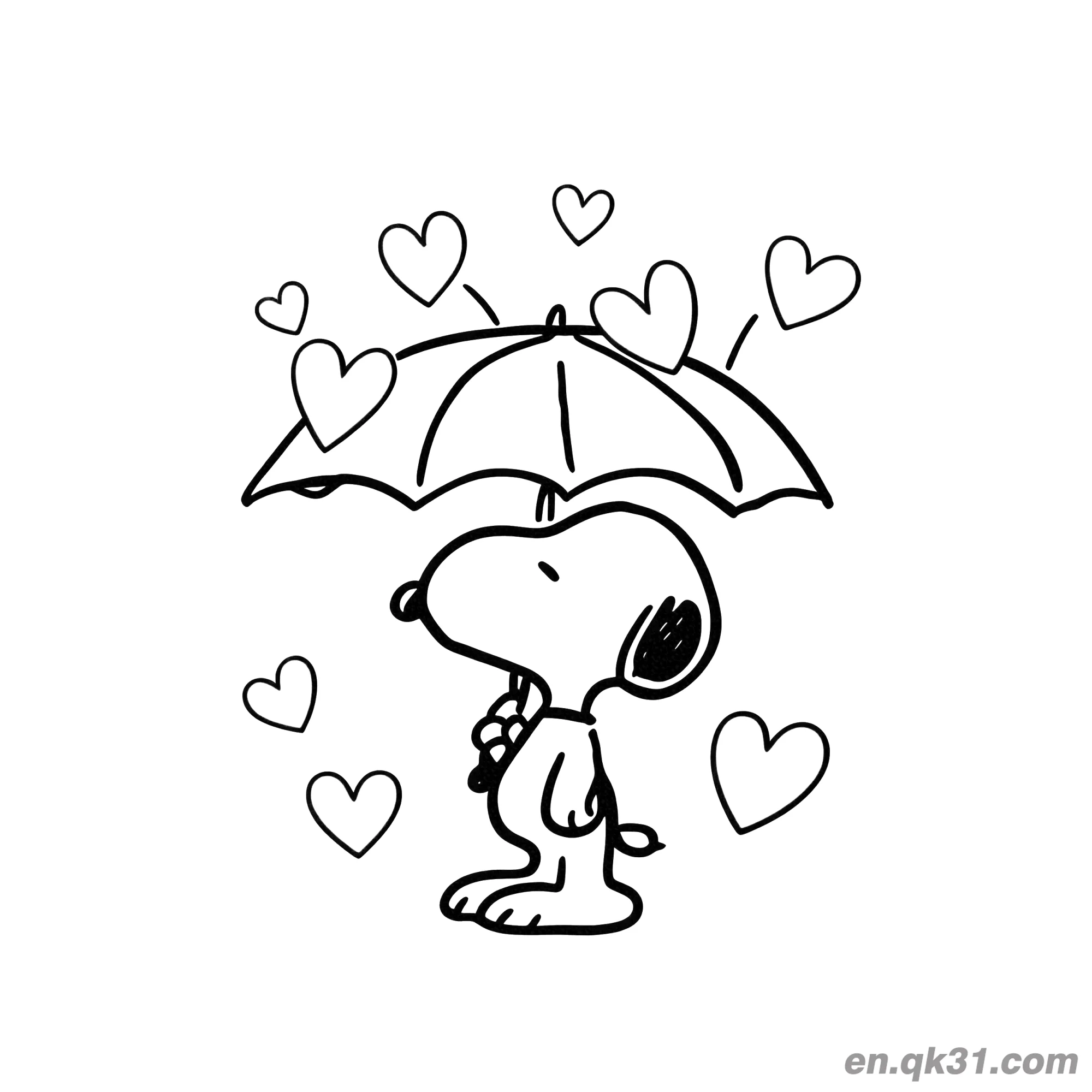 情人节,小狗,雨伞,爱情|儿童、素描、简笔画、在线免费图片转素描、简笔画、涂鸦、涂颜色画画、着色画、拼音、字帖、可打印A4涂色图 | 飞鸭工具