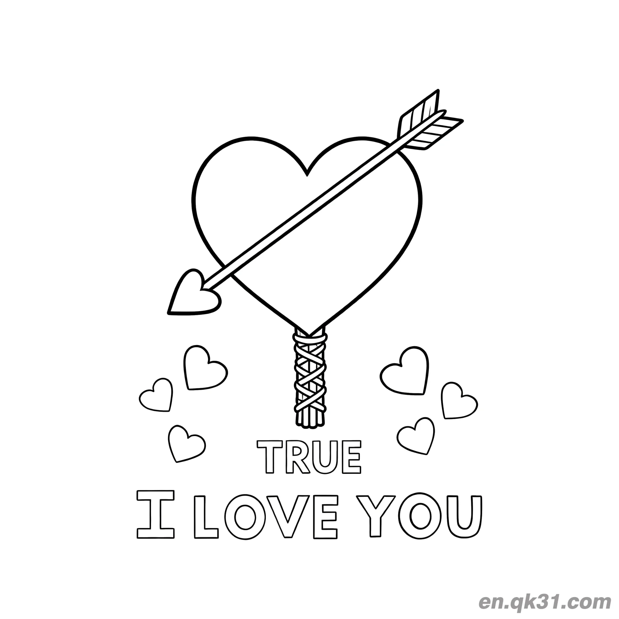 情人节,爱心,箭头,真爱|儿童、素描、简笔画、在线免费图片转素描、简笔画、涂鸦、涂颜色画画、着色画、拼音、字帖、可打印A4涂色图 | 飞鸭工具