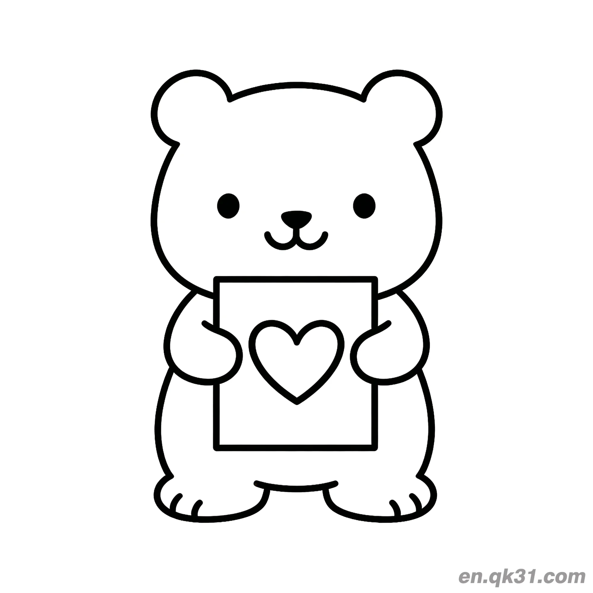 情人节,小熊,爱心,爱情|儿童、素描、简笔画、在线免费图片转素描、简笔画、涂鸦、涂颜色画画、着色画、拼音、字帖、可打印A4涂色图 | 飞鸭工具