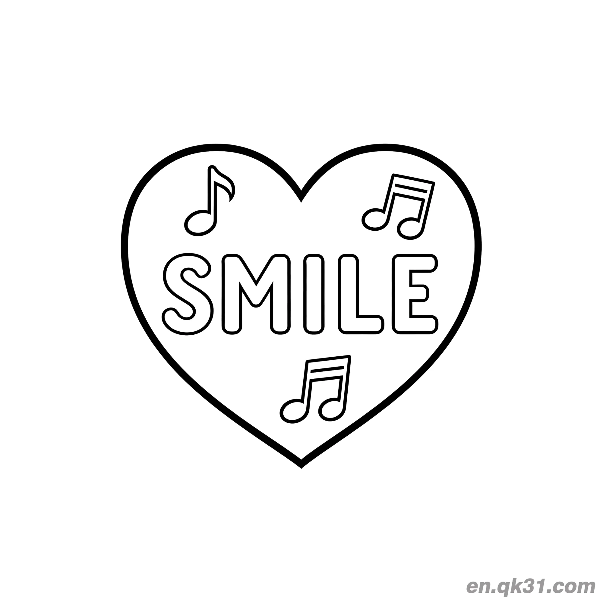 情人节,爱心,音乐,微笑|儿童、素描、简笔画、在线免费图片转素描、简笔画、涂鸦、涂颜色画画、着色画、拼音、字帖、可打印A4涂色图 | 飞鸭工具