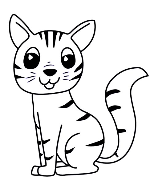 猫,学画卡通画,Cat|儿童、素描、简笔画、在线免费图片转素描、简笔画、涂鸦、涂颜色画画、着色画、拼音、字帖、可打印A4涂色图 | 飞鸭工具